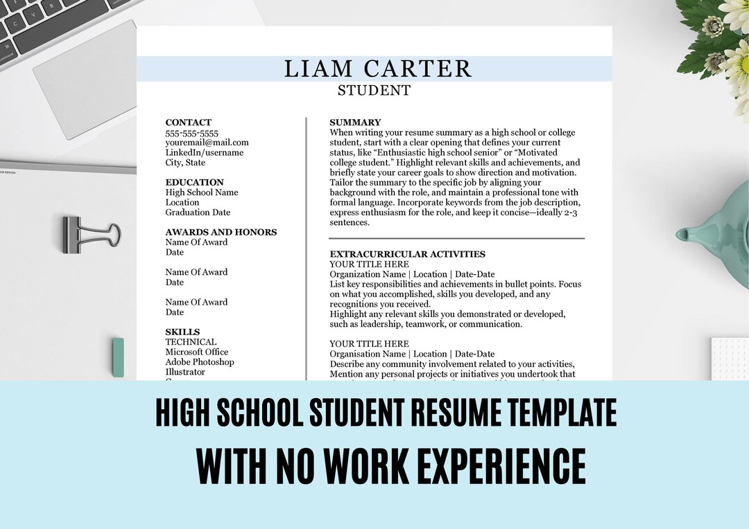 Student Resume Template: High School, College, Grad School (word, Pages ...