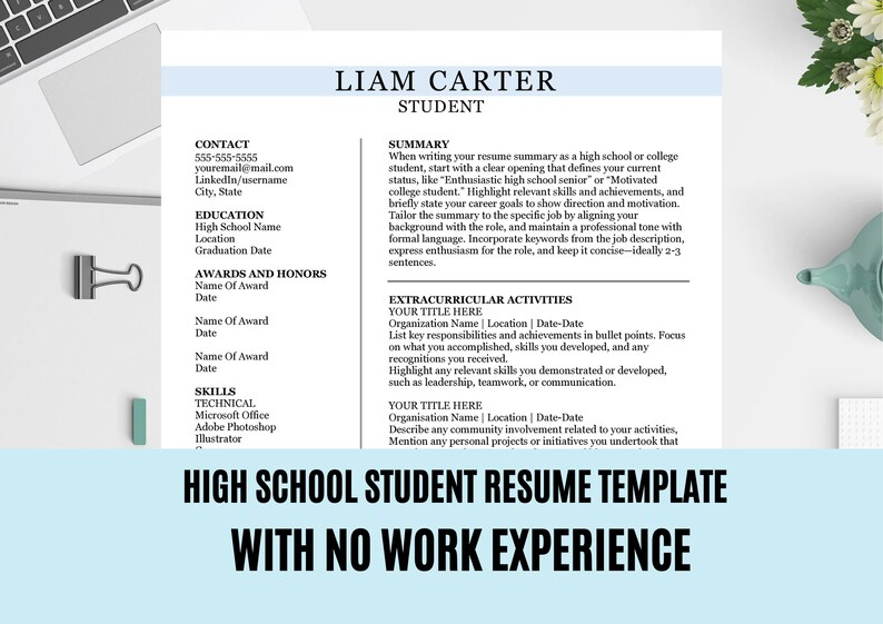 Student Resume Template – Editable CV, Cover Letter (word, Apple Pages ...