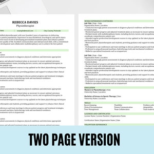 Physiotherapist Resume Template CV, Minimalist, Simple, Apple Pages ...