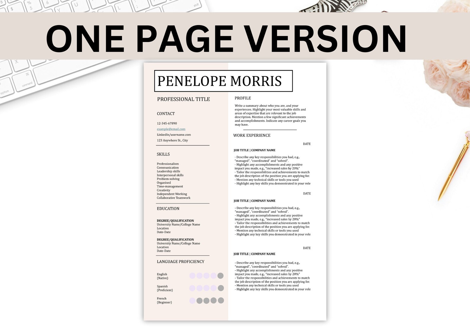 Resume Template Word, Minimalist Resume Template, Modern Professional ...