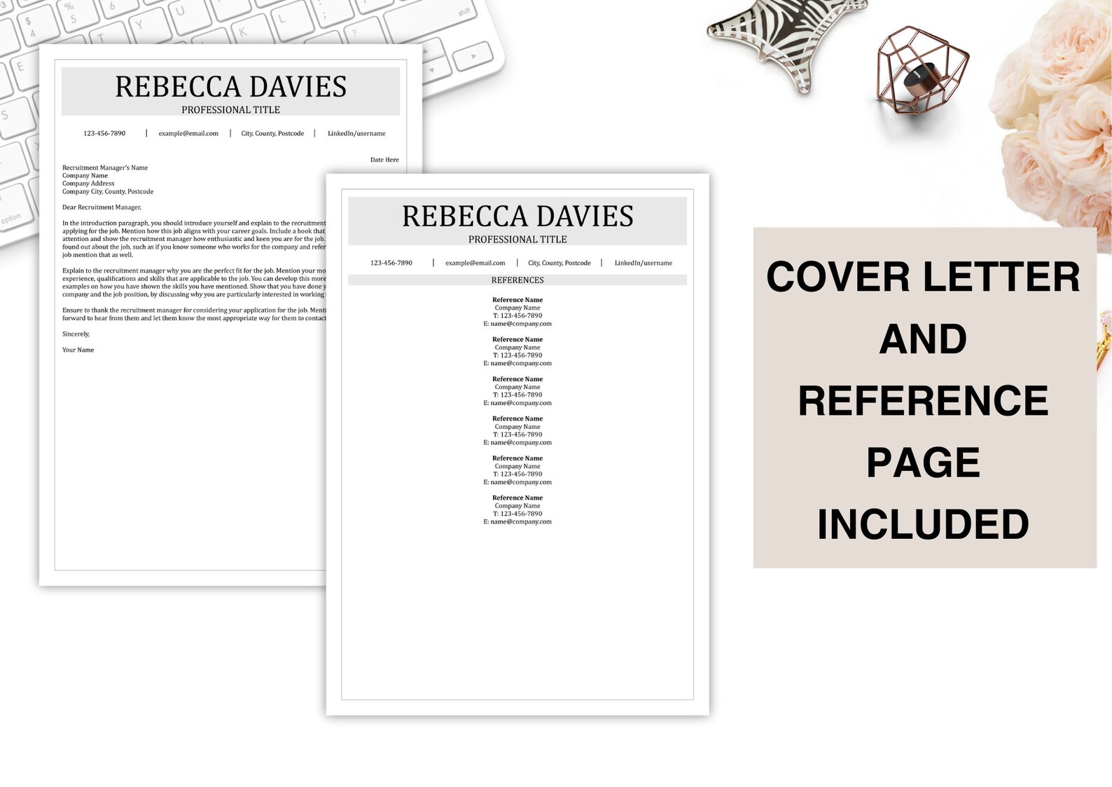 Resume Template for Word and Apple Pages, CV Template, Minimalist ...