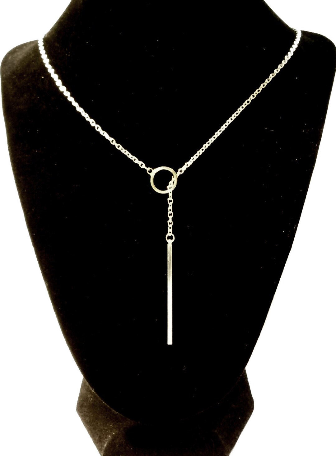 Silver Bar Discreet Lariat Necklace - Etsy