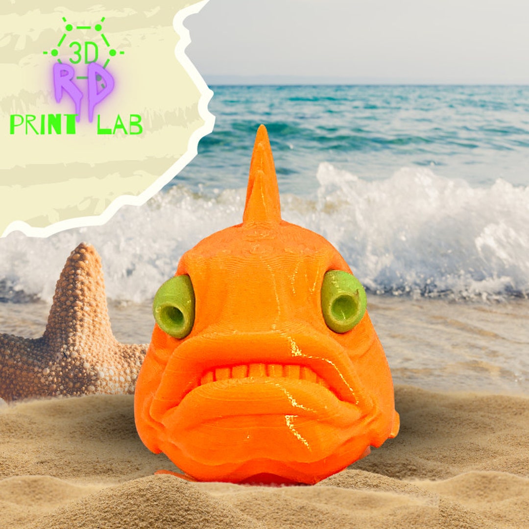 Hungry Fish 3D Print Figure - Orange & Green - Etsy