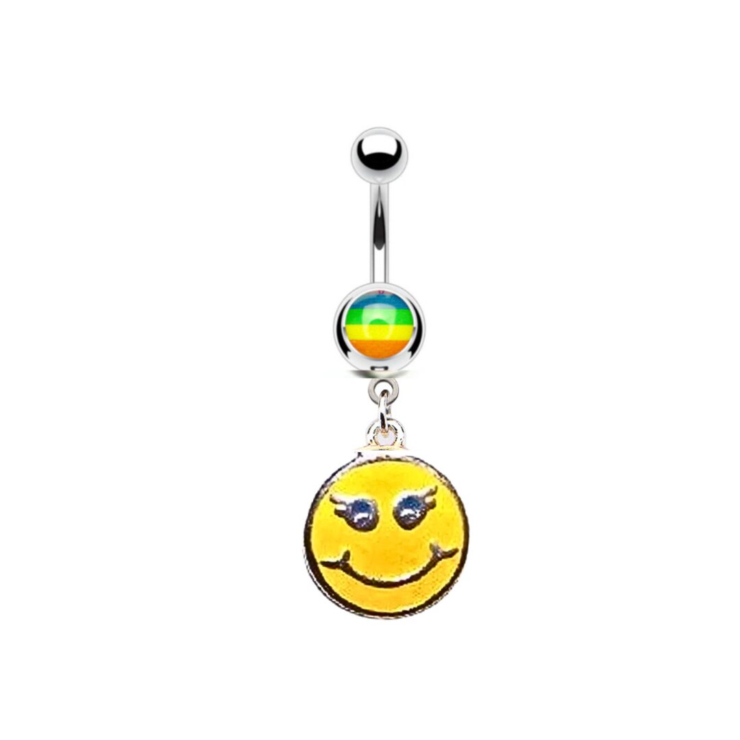 Retro Smiley Face Navel Belly Ring - Etsy