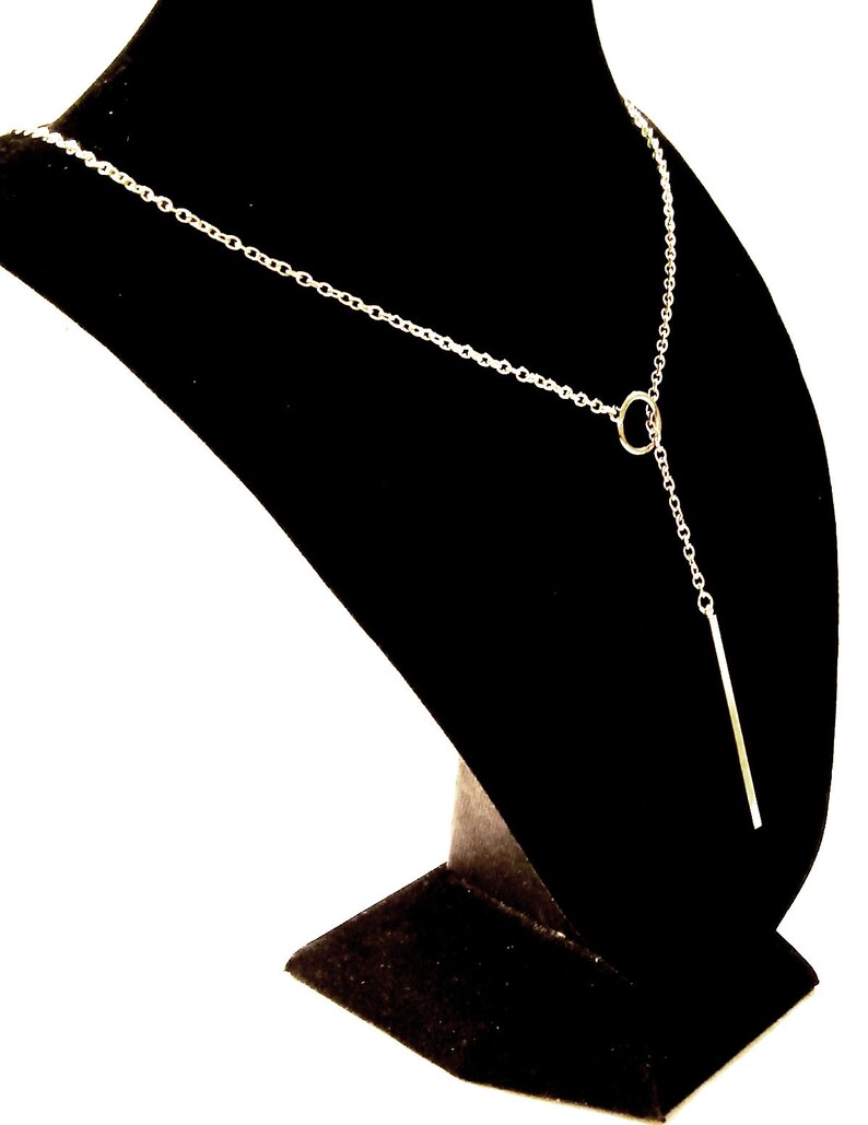 Silver Bar Discreet Lariat Necklace - Etsy