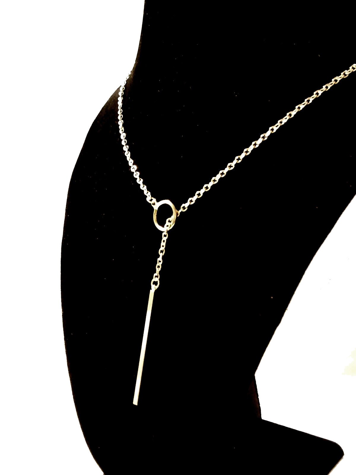 Silver Bar Discreet Lariat Necklace - Etsy