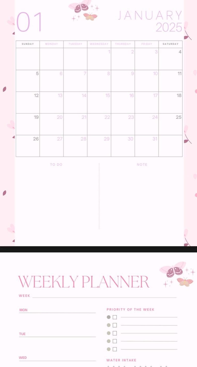 Monthly Planner CANVA Template, Fully Dated, Fully Editable ...