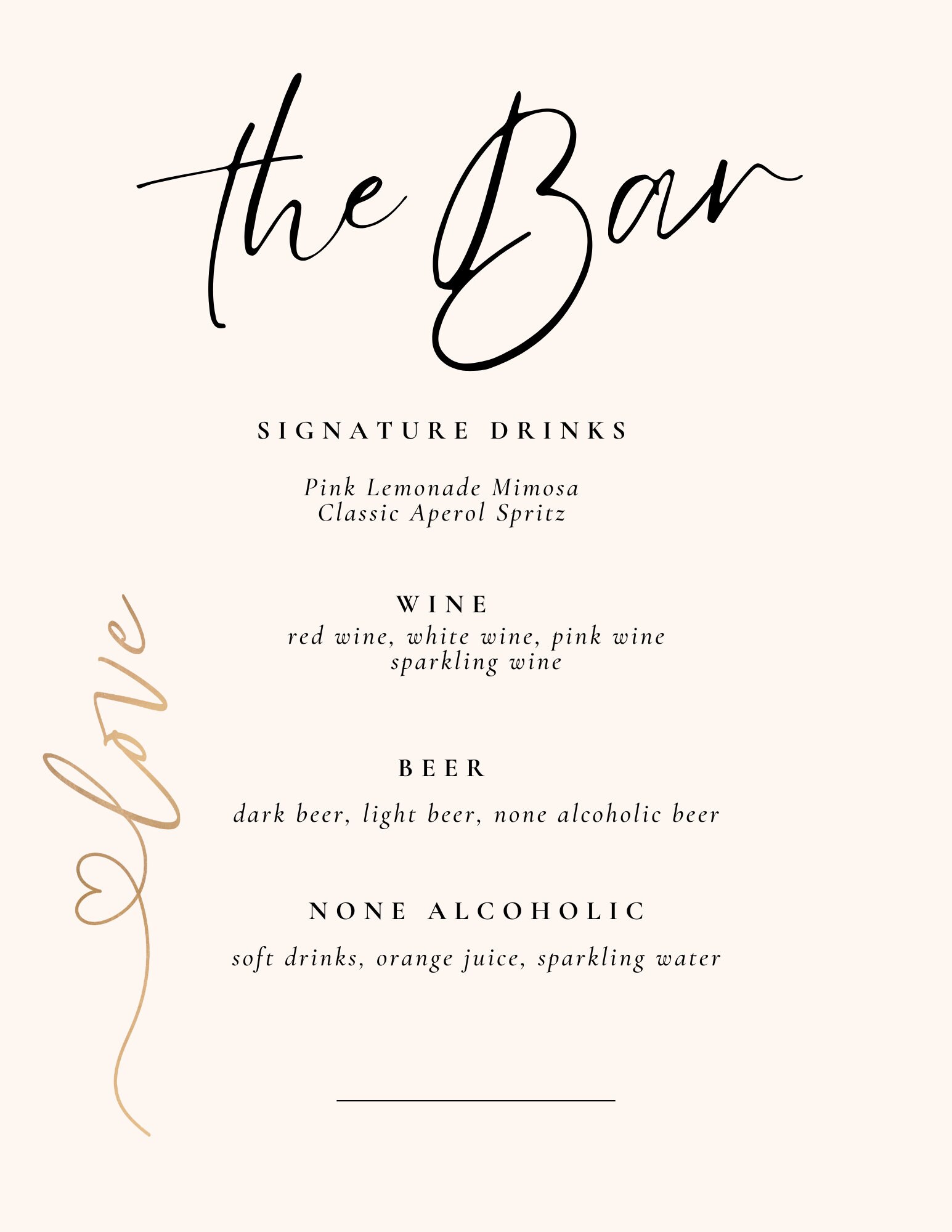 Wedding Bar Menu Template/ Bar Menu Template, Minimalist Printable Bar ...