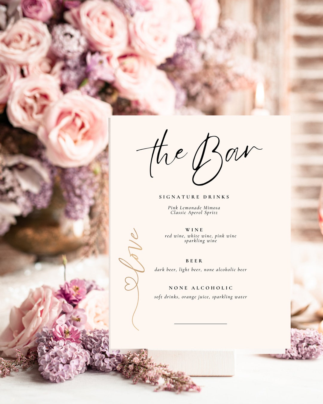 Wedding Bar Menu Template/ Bar Menu Template, Minimalist Printable Bar ...
