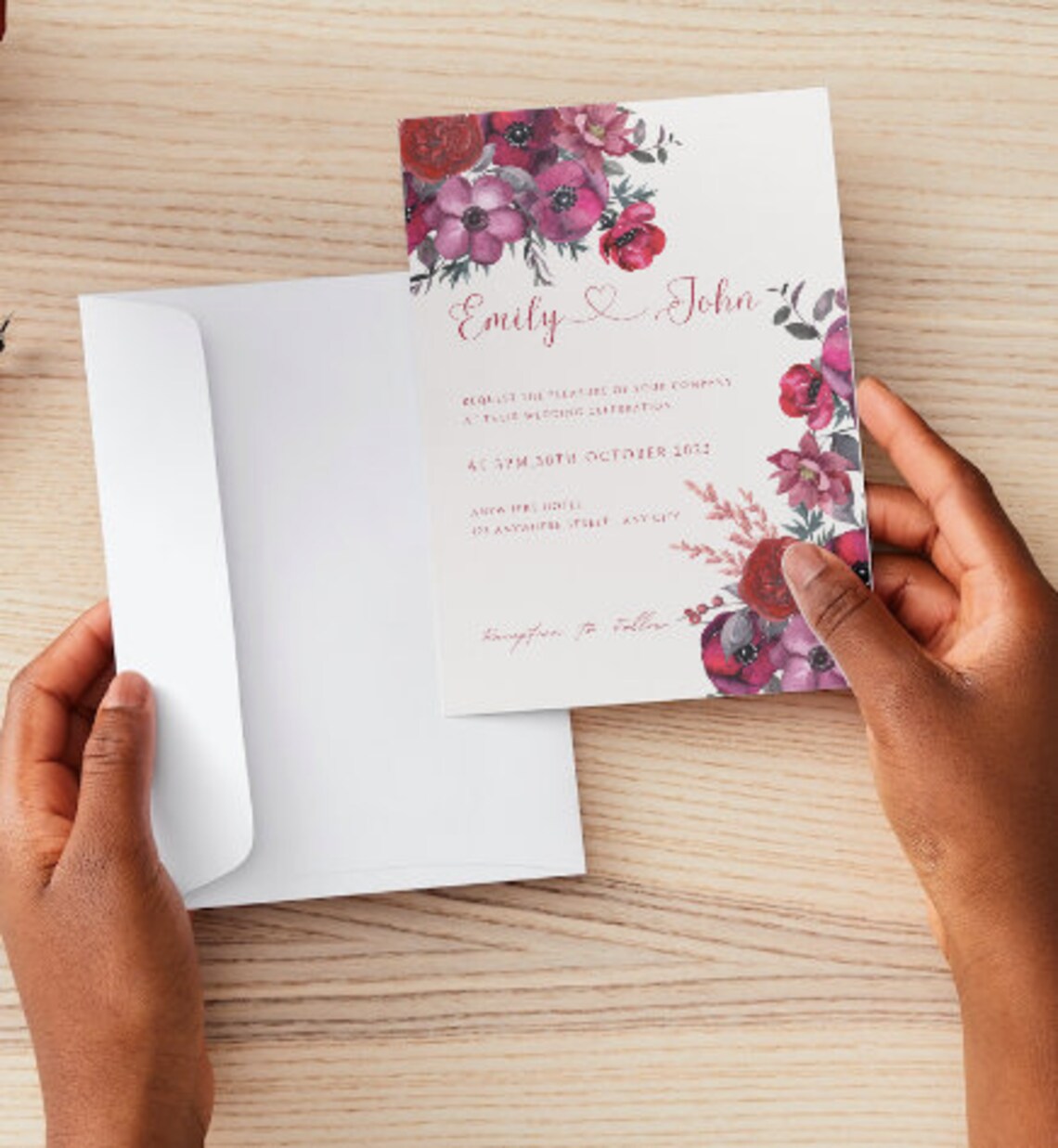 Romantic Wedding Invitation Template, Printable Wedding Invitation ...