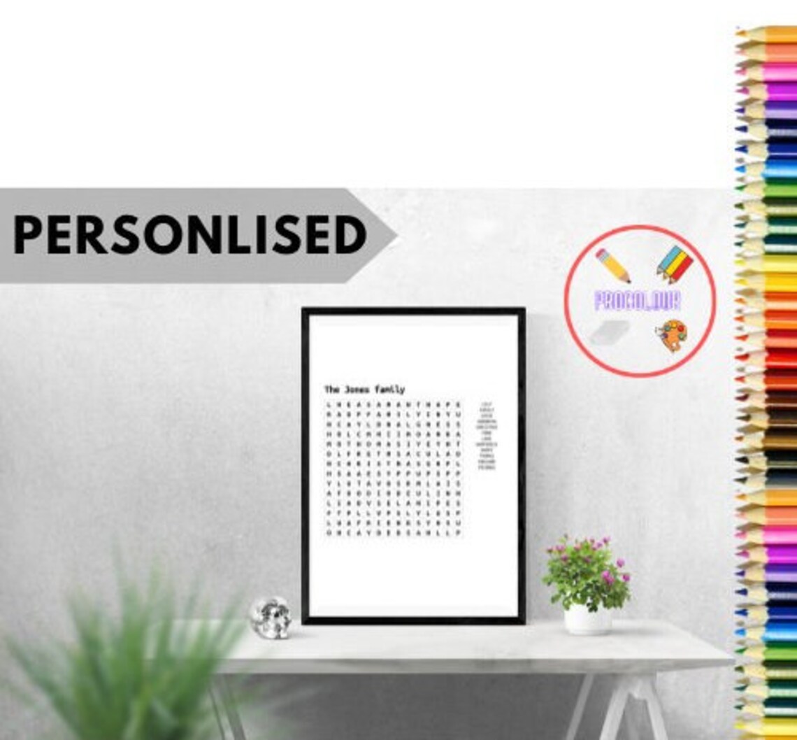 Personalised Word Search, Personalised Print, Family Word Search ...