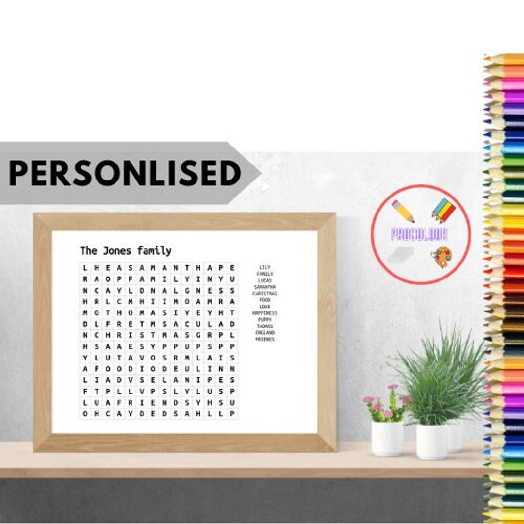 Personalised Word Search, Personalised Print, Family Word Search ...