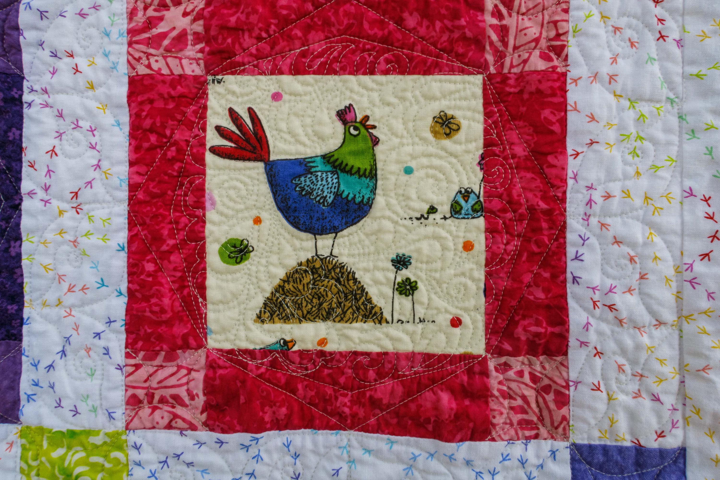 Hens & Chicks - Unique Quilt in Bright Bold Colors. Original Design ...