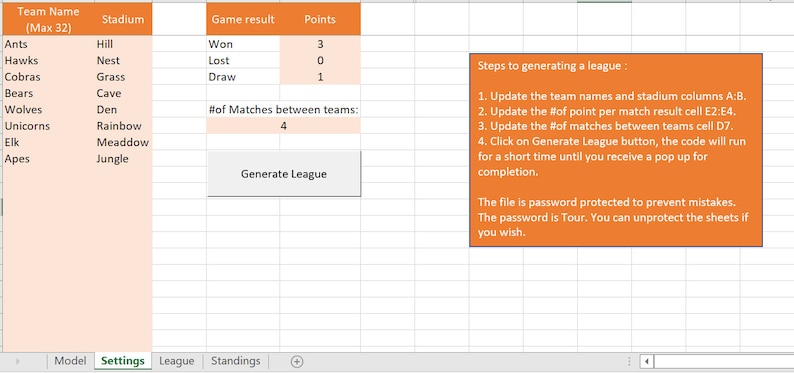 League Table Creator in Excel - Etsy
