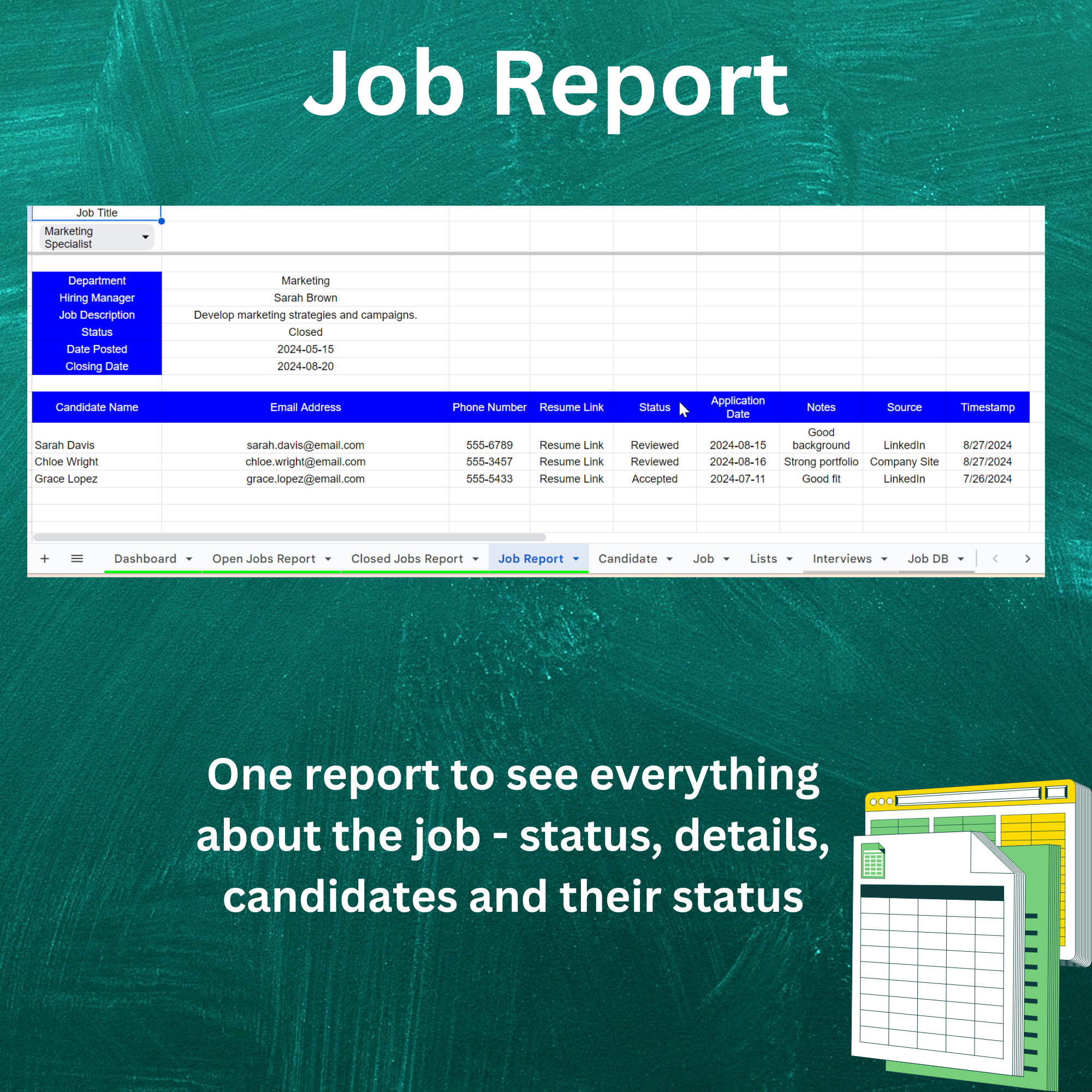 Applicant Tracking System (ATS) Template | Google Sheets | HR ...
