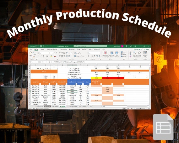 Monthly Production Schedule In Excel Etsy