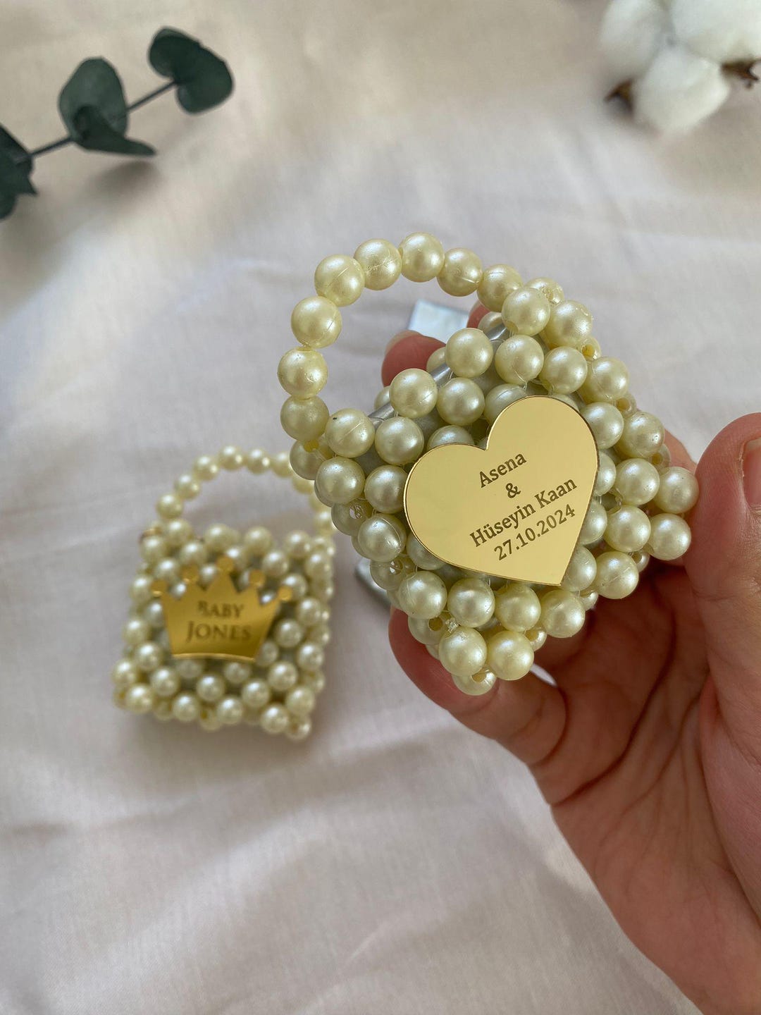 Miniature Bag Keychain With Pearl Design, Bridal Shower Favor, Party ...