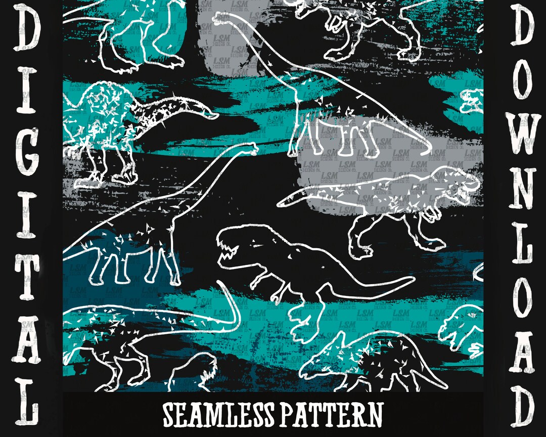 Seamless Pattern Digital Download PNG File Dinosaur Dinosaurs T-rex ...