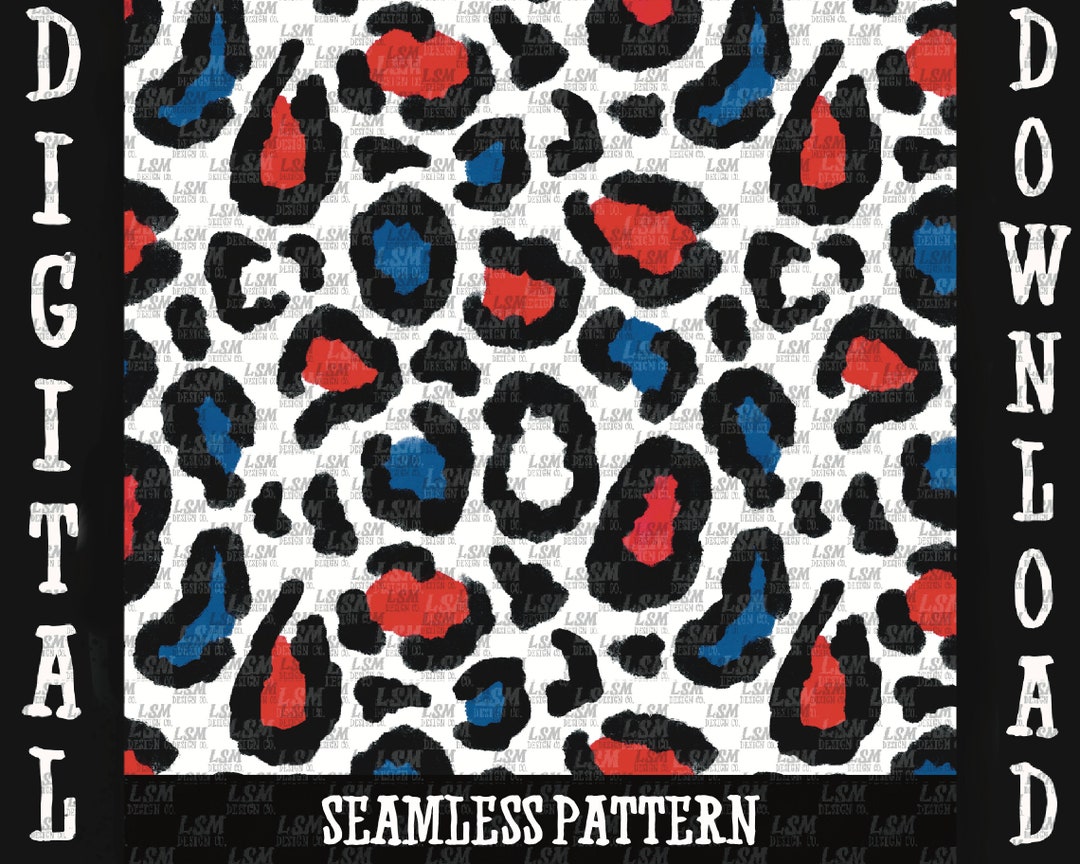 Red White Blue Leopard Cheetah Print Seamless Pattern Digital File ...