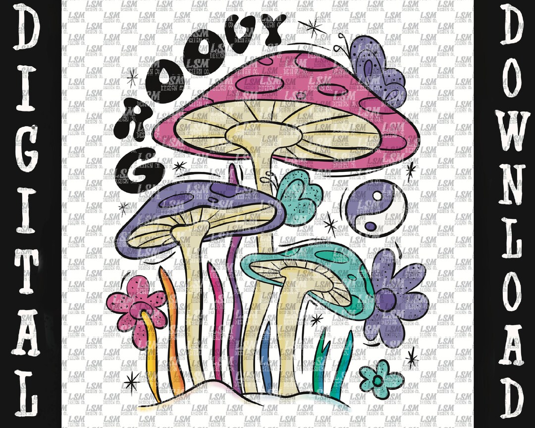 Groovy Mushrooms PNG Digital File Download Sublimation Retro Vintage ...