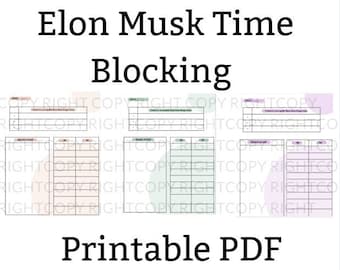 Elon Musk's Time Blocking Planner, Printable Brain Dump 3 Main Goals ...