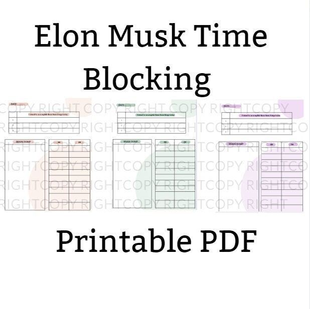 Elon Musk Time Blocking//printable PDF - Etsy