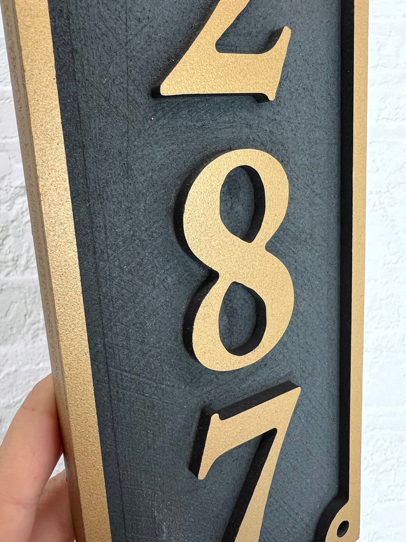 Custom Gold Mid Century Vertical Address Plaque, Gold Address Number ...
