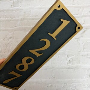 Custom Gold Mid Century Vertical Address Plaque, Gold Address Number ...