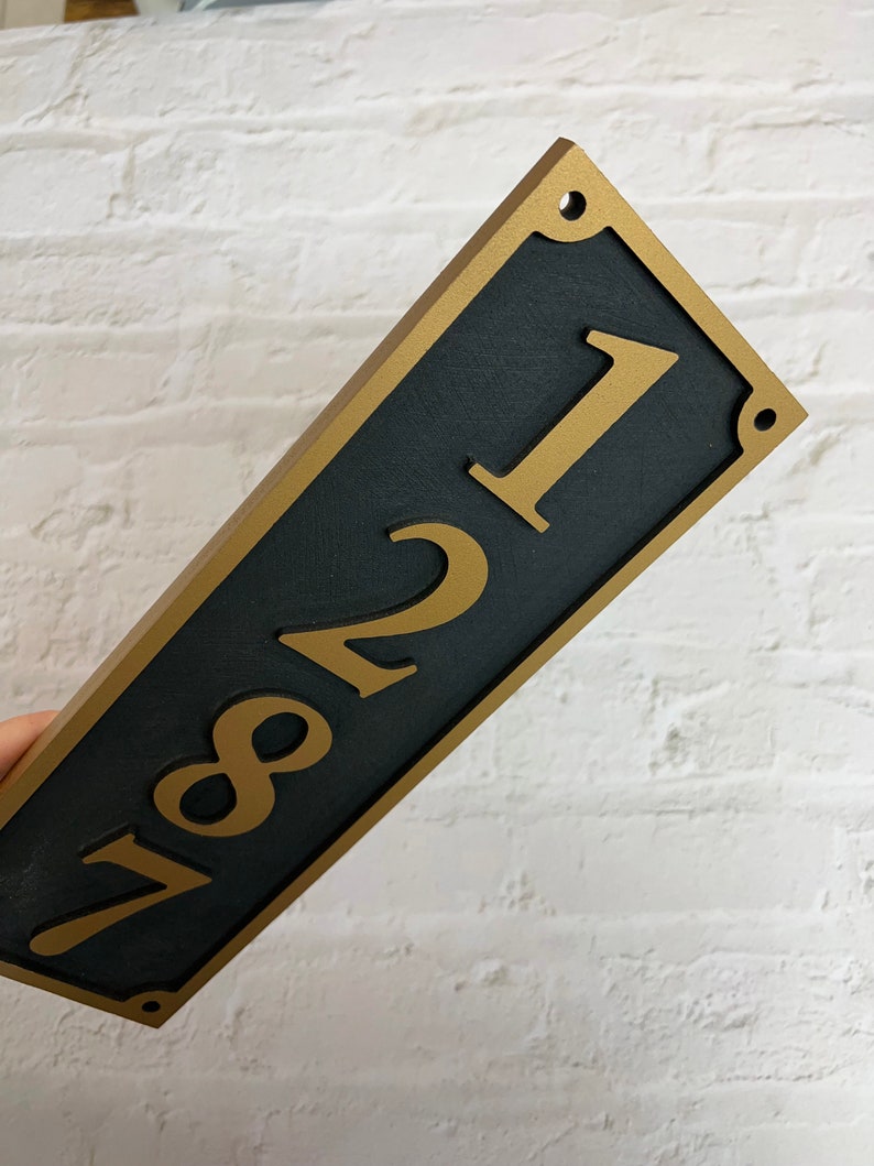 Custom Gold Mid Century Vertical Address Plaque, Gold Address Number ...