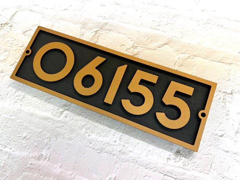 Custom Mid Century House Number Sign, Gold Address Number Sign, Modern ...