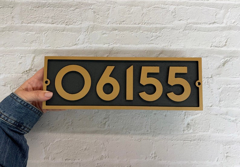 Custom Mid Century House Number Sign, Gold Address Number Sign, Modern ...