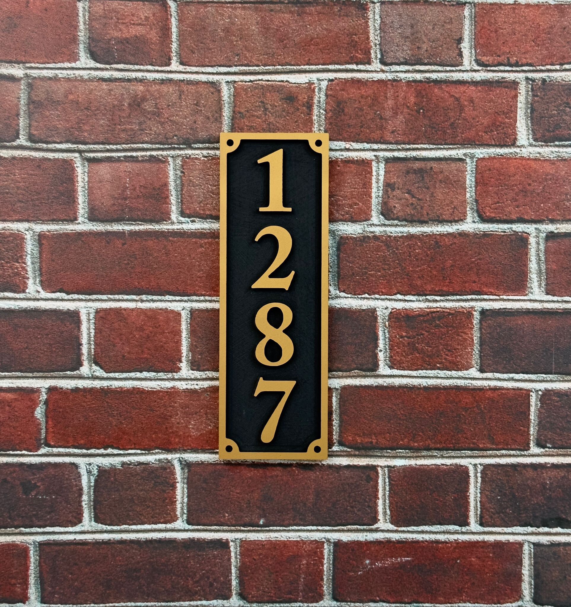 Custom Gold Mid Century Vertical Address Plaque, Gold Address Number ...