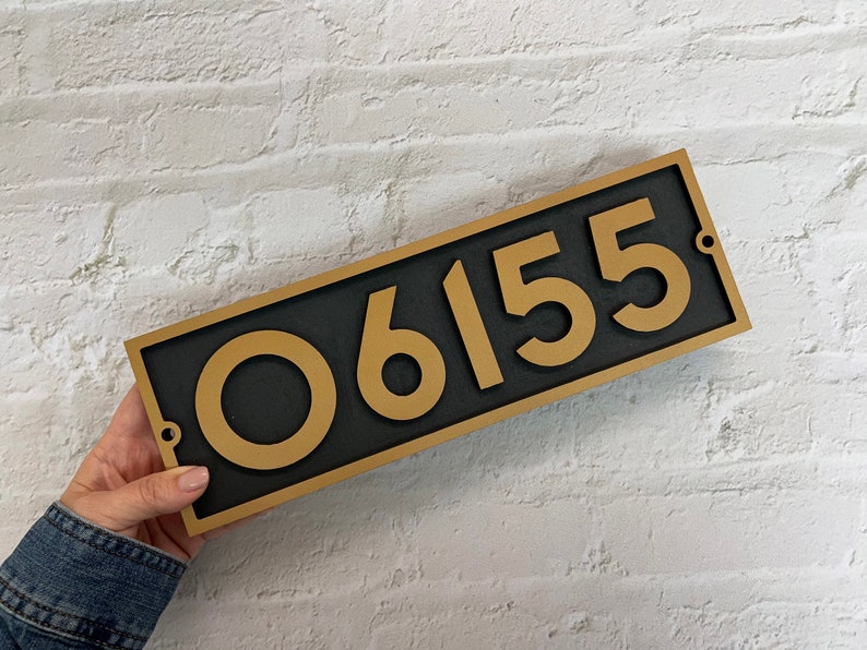 Custom Mid Century House Number Sign, Gold Address Number Sign, Modern ...