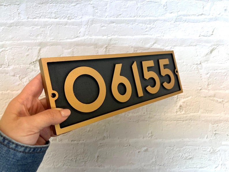 Custom Mid Century House Number Sign, Gold Address Number Sign, Modern ...