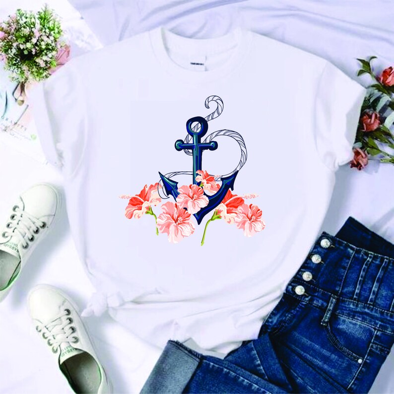 Ship Anchor Rose Flower PDF PNG Instant Digital Download Clipart Vector ...
