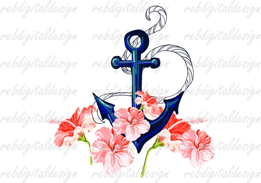 Ship Anchor Rose Flower PDF PNG Instant Digital Download Clipart Vector ...