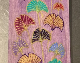 Ginkgo Leaf Design Hand Painted Wood Wall Art - Etsy