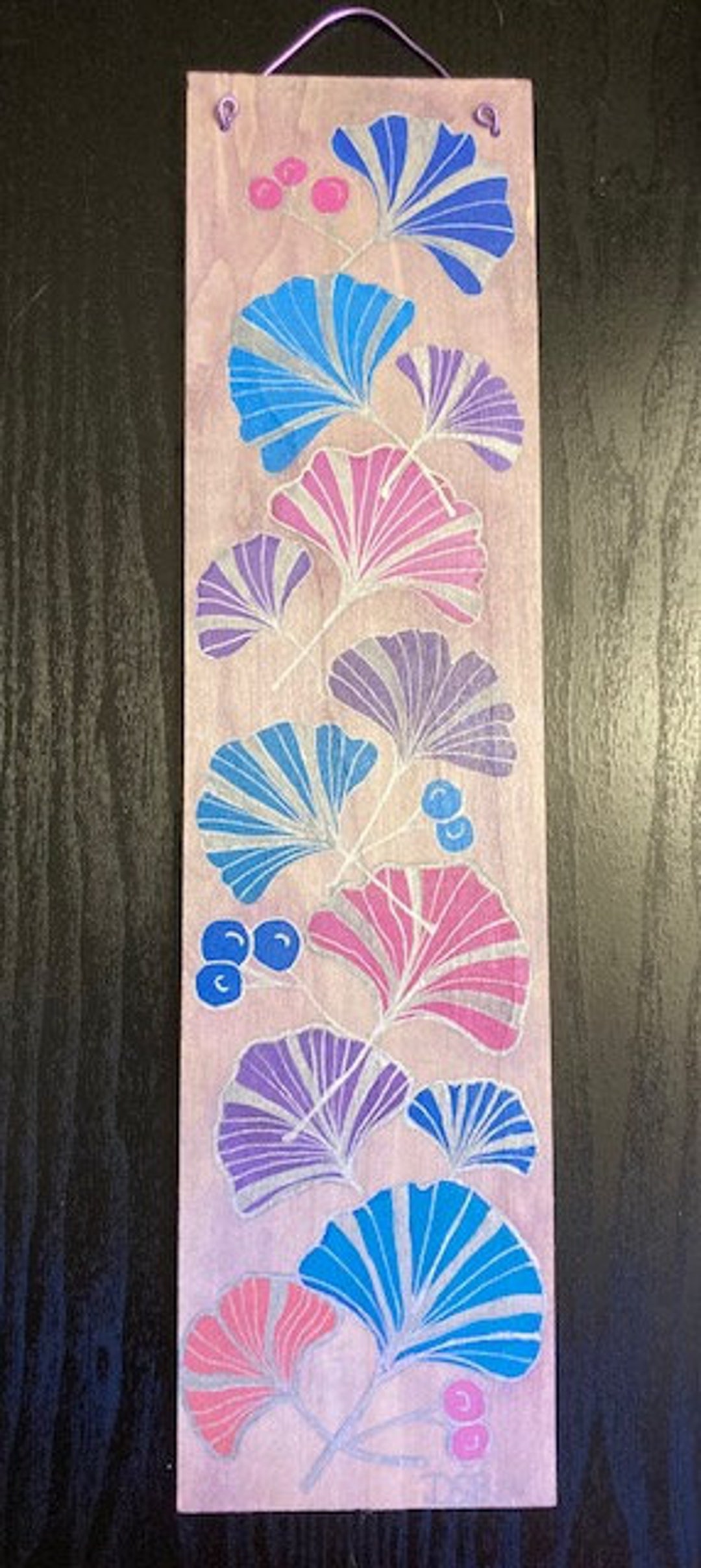 Hand Painted Colorful Ginkgo Wood Wall Art - Etsy
