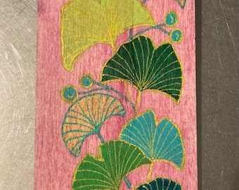 Ginkgo Leaf Design Hand Painted Wood Wall Art - Etsy