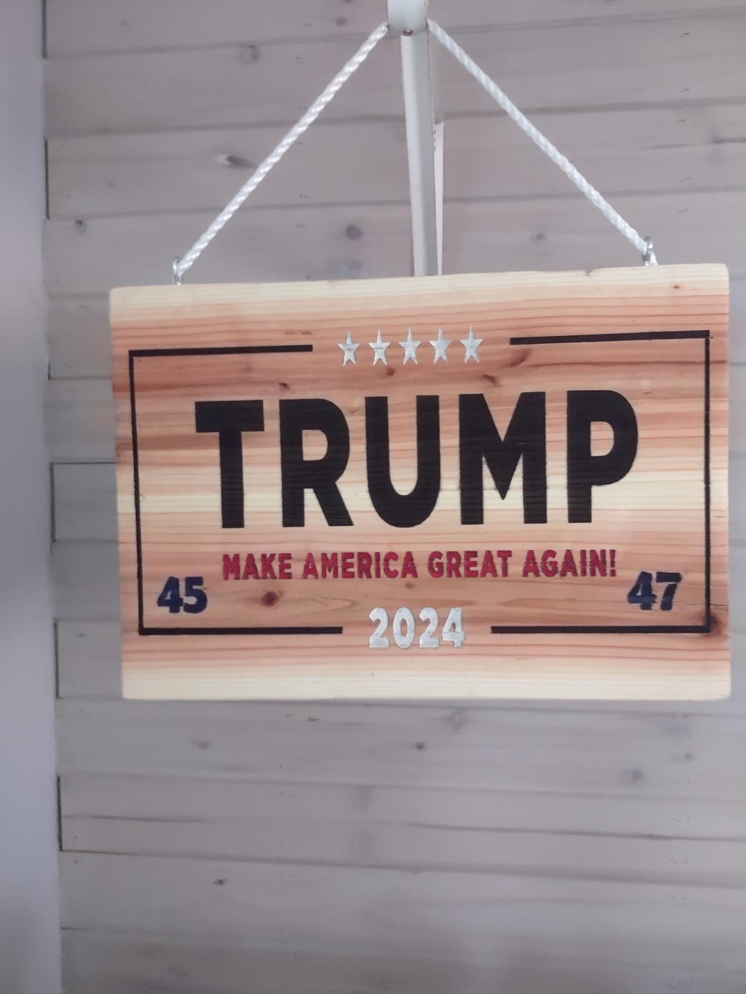 Trump 45/47 Sign, Custom Laser Engraved, Cedar Wood, Custom Sign for ...