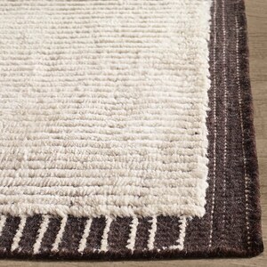 Inspired Ivory D.brown Boho Handmade Ribbed Rug Beni Ourain ...