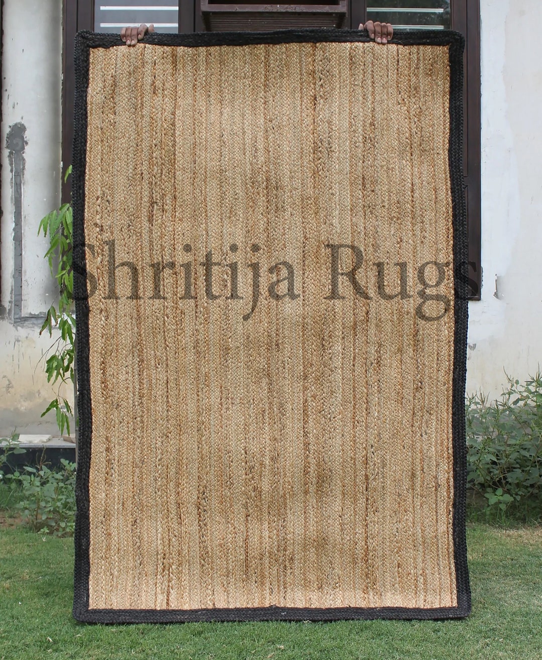 Black Border Natural Jute Solid Home Decor Rug Rectangle Boho Rug ...