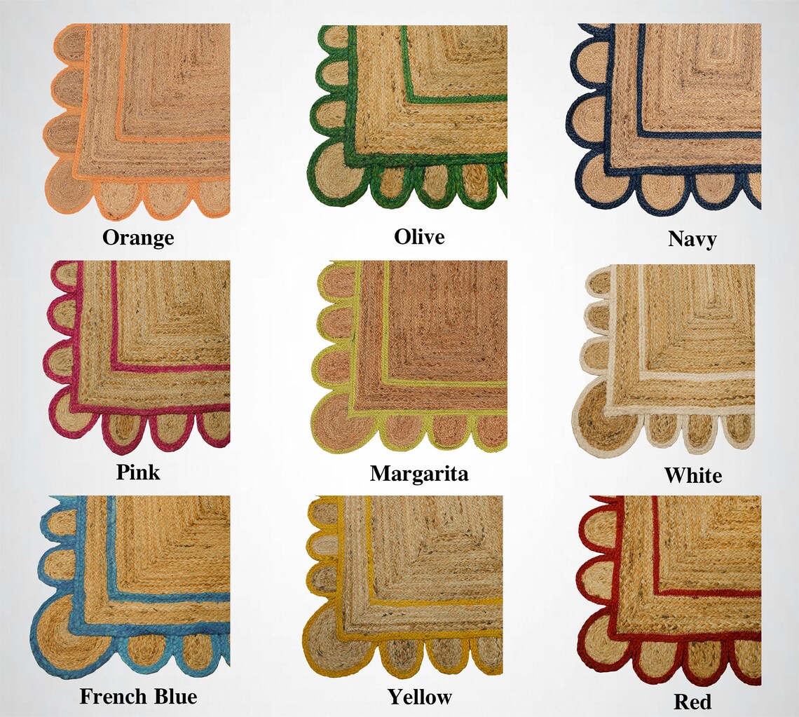 White Natural Round Jute Rug Double Border Jute Living for - Etsy