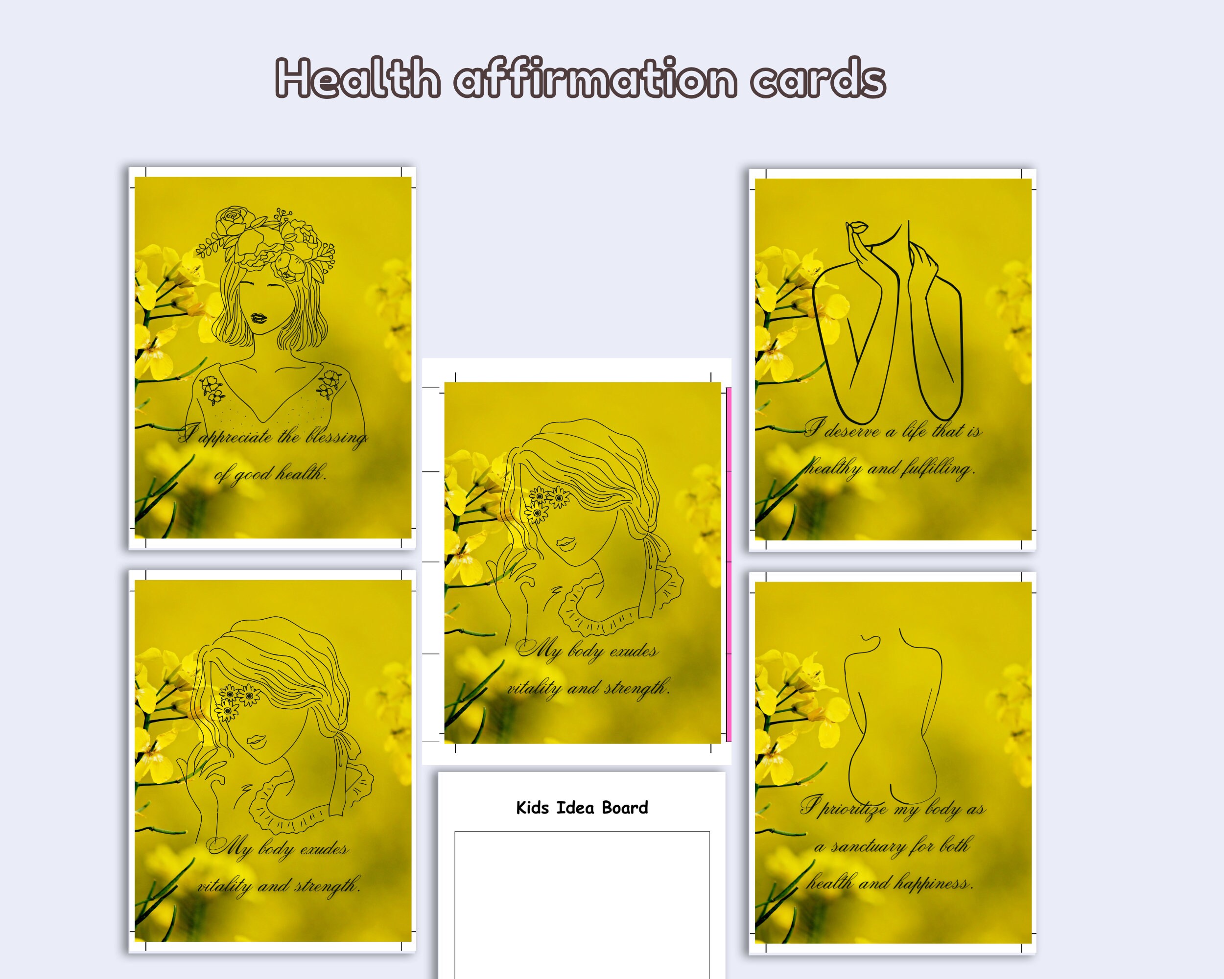 Positive Affirmation Cards Set, Wellness Mantras, Self-care Gift ...