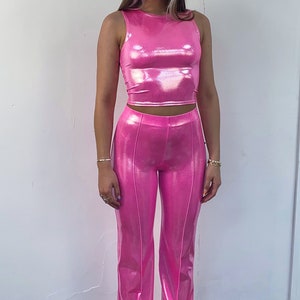 Candy Pink Metallic Disco Pants With Tailored Pin Seams - Etsy