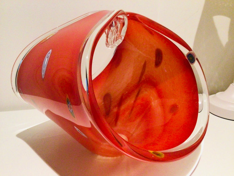 Murano Italian Glass Bowl Vintage Heavy Decorative Glass Bowl Art Deco Style And Design Rare
