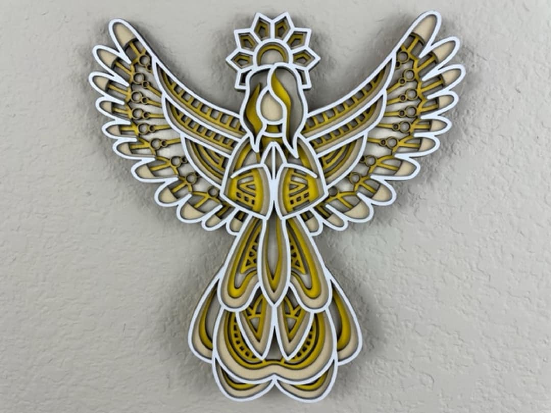 Angel Mandala Wall Art, Angel Layered Mandala, Mandala Wall Art ...