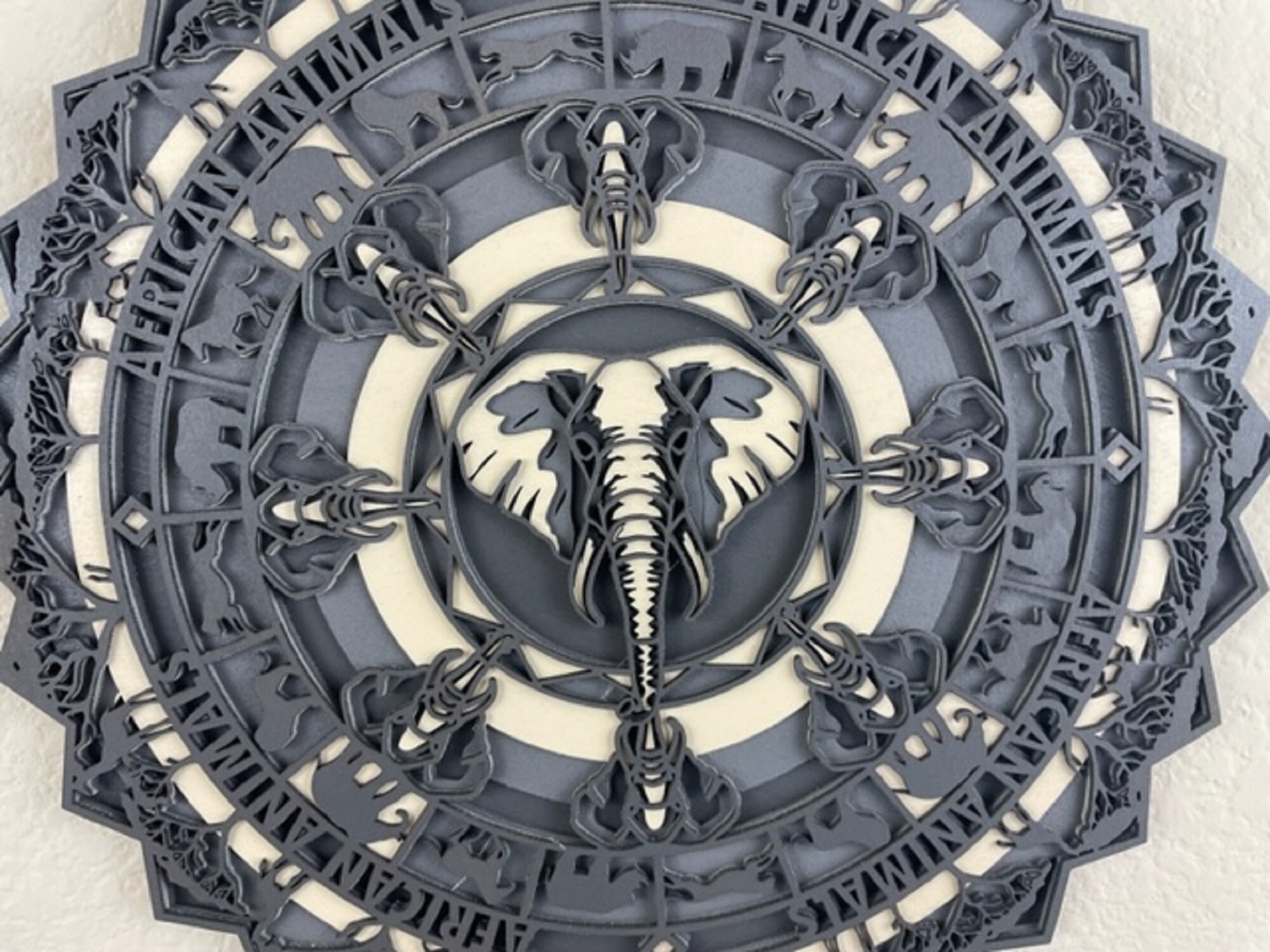 Elephant Mandala Wall Art, Elephant Wall Art, Mandala Wall Art, Layered ...