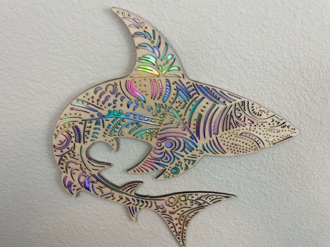 Great White Shark Holographic Mandala, Shark Mandala, Tropical Decor ...