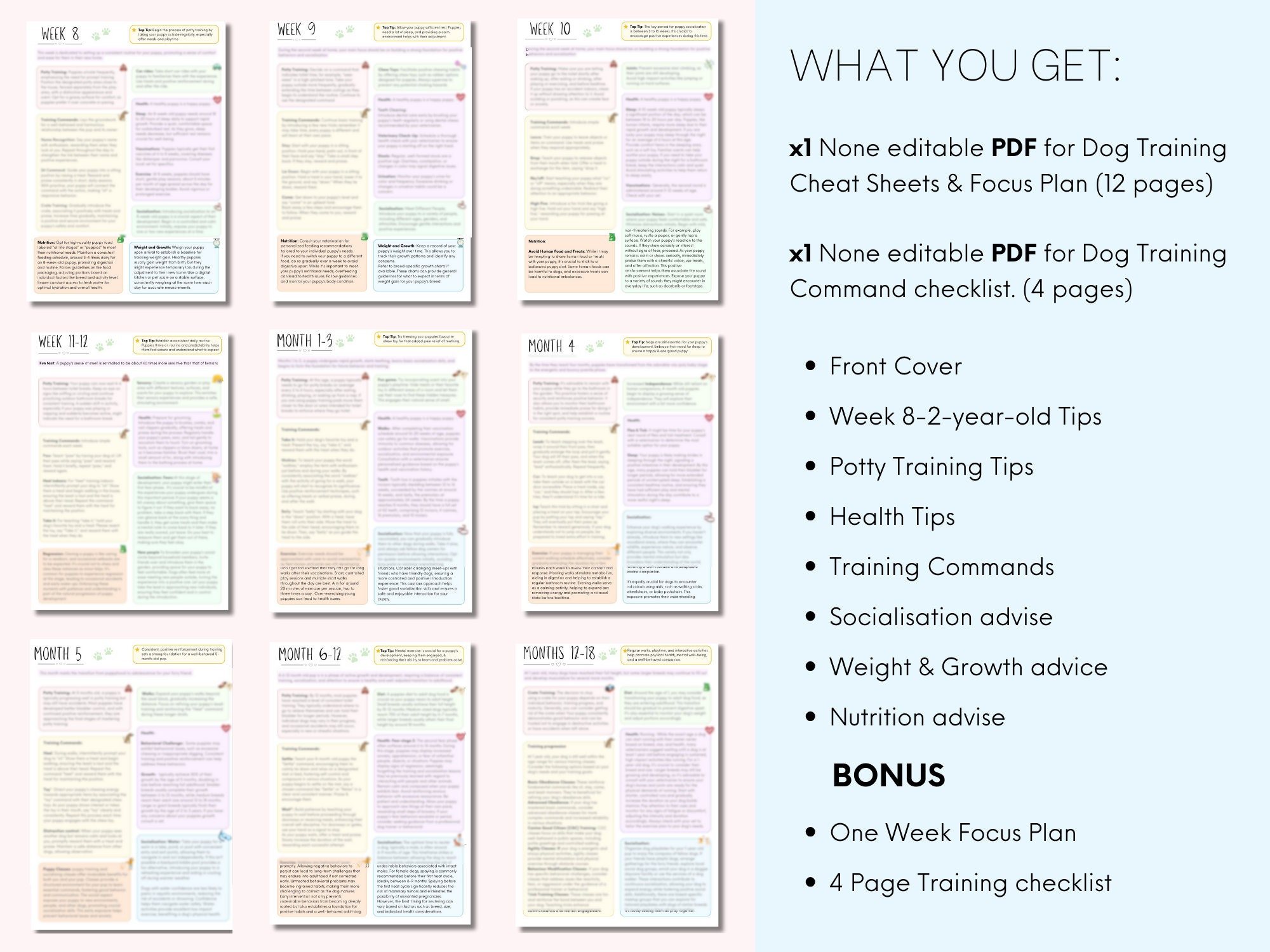 Dog Training Cheat Sheets, Puppy Socialisation, Puppy Training Guide ...